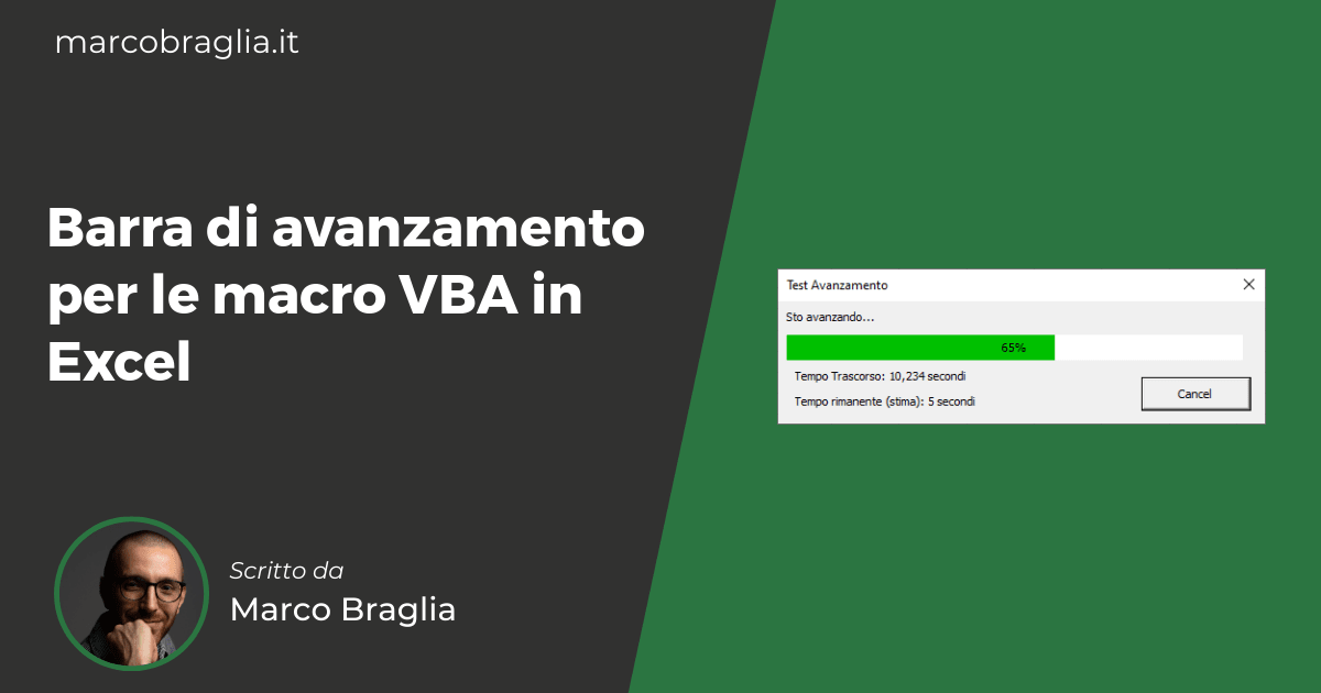Barra di avanzamento per le macro VBA in Excel